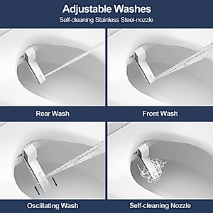 ZMJH 236D Bidet Toilet Seat, Round Smart Unlimited Warm Water, Vortex Wash, Electronic Heated, Warm Air Dryer, Rear and Front Wash, LED Light, Need Electricity, White (Round)