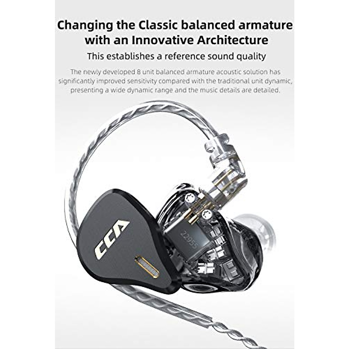 CCA CS16 in-Ear Monitors, 16BA Reference HiFi Stereo IEM Wired Earphones/Earbuds/Headphones with Detachable Cable 2Pin for Musician Audiophile (Without Mic, Silver)