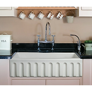 ALFI brand AB3618HS-W 36" Smooth Apron Single Bowl Fireclay Farm Sink, White