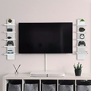 Homaterial 5 Tier Wall Shelf Unit,White Vertical Floating Shelf-Narrow Decorative Wall Mount Modern Wall Decor Shelves for Bedrooms, Living Rooms 5.5" x 7.2" x 31"