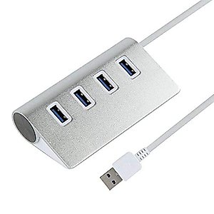 Lysee Data Cables - 4 Port USB 3.0 Hub Splitter Aluminum Adapter High Speed for PC Laptop Mac