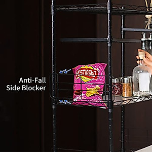 Hestiasko 5 Tier Storage Shelf with 2 Rotatable Shelves, Adjustable Storage Rack with 5 Hooks, Metal Shelf Rack, Standing Shelving Units for Bathroom, Kitchen, Garage[59.1"H x 21.7"W x 11.8"D]-Black