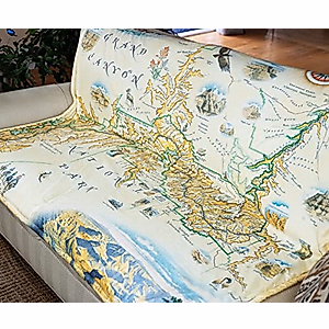 Grand Canyon National Park Map Fleece Blanket - Hand-Drawn Original Art - Soft, Cozy, and Warm Throw Blanket for Couch - Unique Gift - 58"x 50"