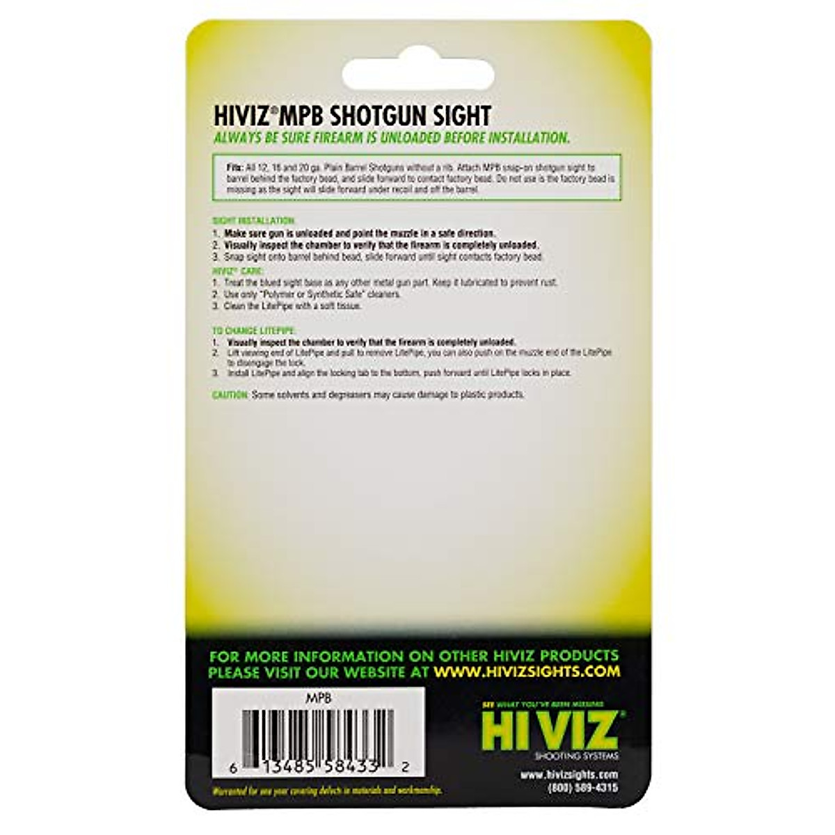 HIVIZ Snap On Sight for Plain Barrel Shotgun