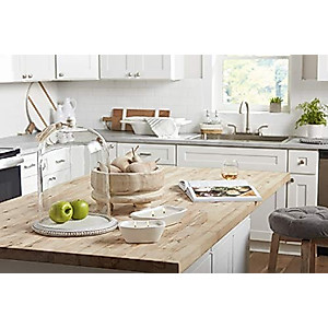 Mud Pie Large Round White/Natural Brown Wood Serving Paddle Board 25 1/5" x 20"