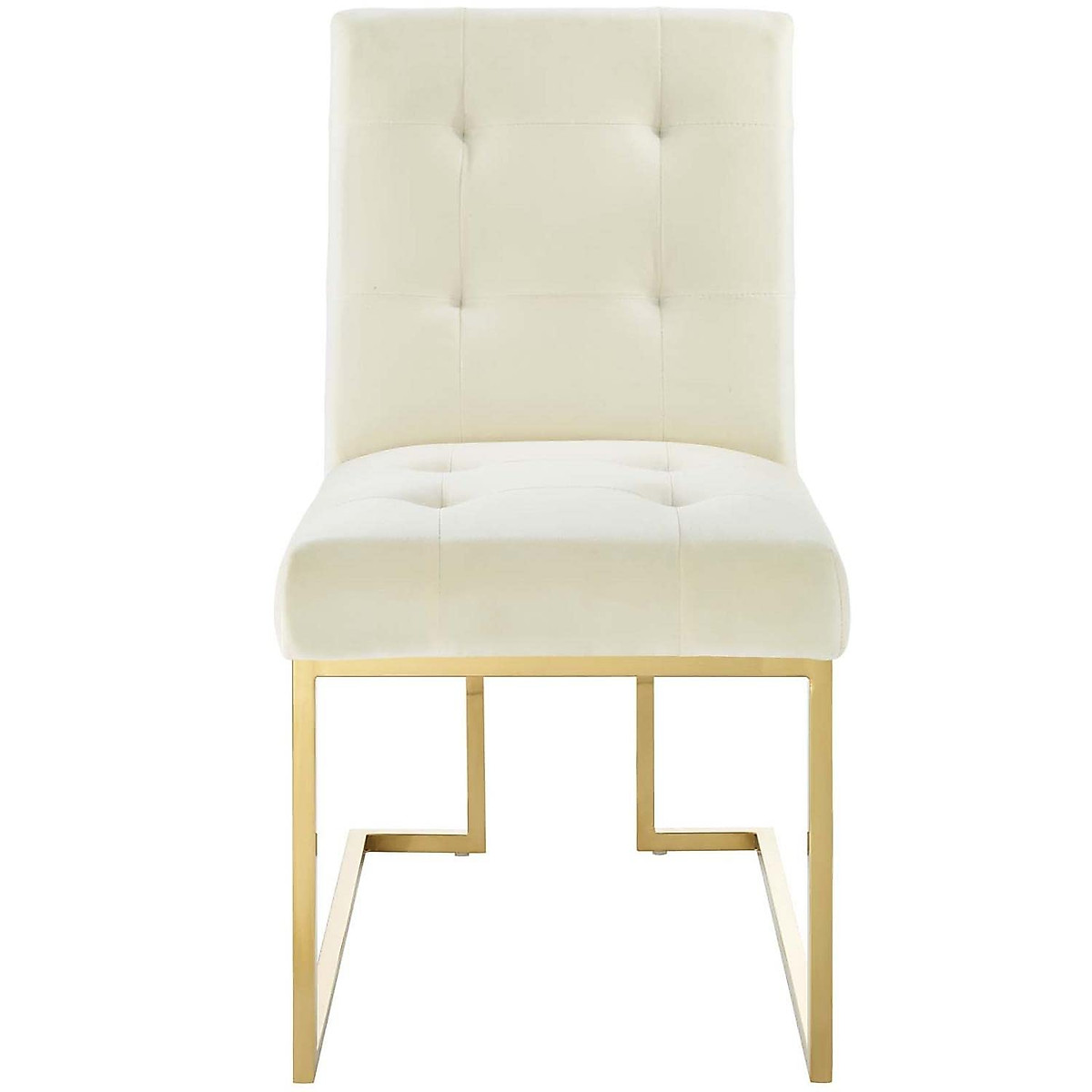 Modway Privy Performance Velvet Gold Stainless Steel Dining Chair in Gold Ivory