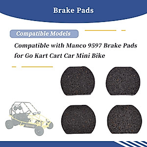 Getfarway 4Pcs Heavy Duty Go Cart Brake Pads Compatible with Manco 9597 Brake Pads for Go Kart Cart Car Mini Bike Caliper Go Kart Brake Pads
