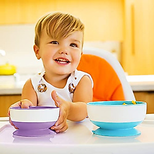 Munchkin Stay Put Suction Bowls for Babies and Toddlers, 3 Pack, Blue/Green/Purple