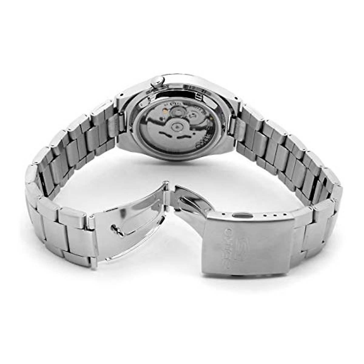 Seiko Men's 5' Japanese Automatic Stainless Steel Casual Watch, Color: Black dial (Model: SNK617)