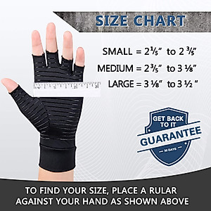 HENOTIC 2 Pairs Copper Arthritis Gloves for Women Men, Fingerless Breathable & Moisture Wicking Arthritis Compression Gloves for Relieving Carpal Tunnel Aches, Rheumatoid Pains, Joint Swell