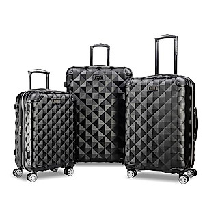 Kenneth Cole REACTION Diamond Tower Collection Lightweight Hardside Expandable 8-Wheel Spinner Travel Luggage, Black, 3-Piece Set (20", 24", & 28")