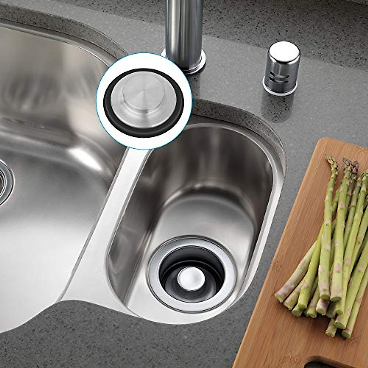 3 3/8 inch Kitchen Sink Stopper Stainless Steel Garbage Disposal Plug Kitchen Sink Plug Fits Standard Kitchen Drain Size of 3 1/2 Inch (3.5 Inch) Diameter (2 Pack)