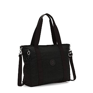 Kipling Women's Asseni Tote, Lightweight Everyday Purse, Nylon Shoulder Bag, Black Noir