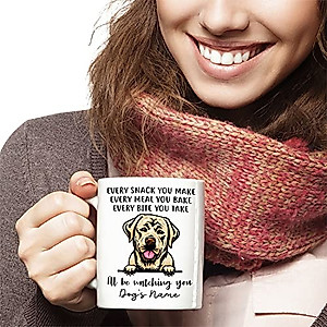Personalized Labrador Retriever Coffee Mug, Every Snack You Make I'll Be Watching You, Customized Dog Mugs for Mom Dad, Gifts for Dog Lover, Mothers Day, Fathers Day, Birthday Presents
