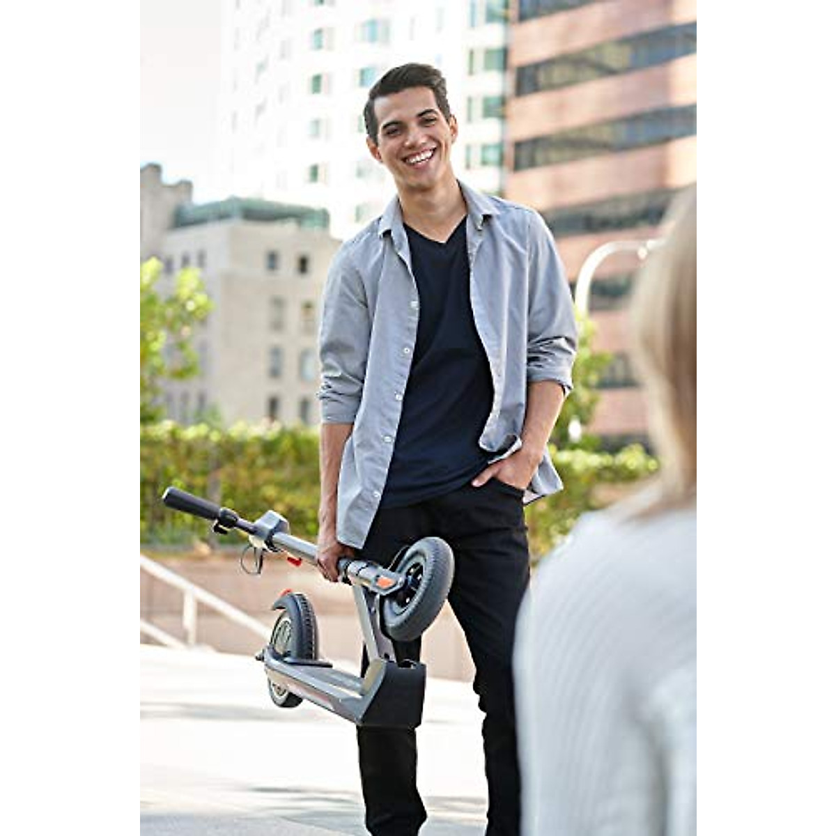 Razor E Prime III Electric Scooter - 18 mph, 15 Mile Range, 8" Pneumatic Front Tire, Foldable, Portable and Extremely Lightweight, Rear Wheel Drive, for Travel and Commuting
