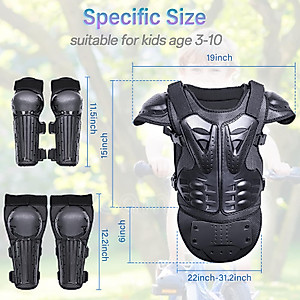 StarknightMT Upgraded Kids Motorcycle Armor Suit Teen Dirt Bike Gear Riding Protective Set for Cycling, Skateboarding, Skiing, Skating, Off-Road (Black)