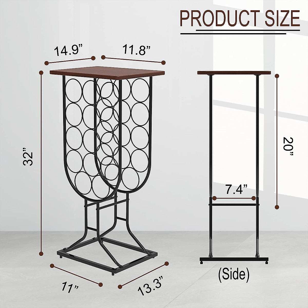 Taleco Gear Freestanding, Wine Stand Rustic Style, Holds 14 Bottles of Wine, freestanding Floor, Decorative Wine Storage Rack, Stackable Metal Wine Rack