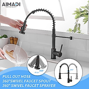 Oil Rubbed Bronze Kitchen Faucet - AIMADI Commercial Single Handle Single Hole Bronze Kitchen Faucet with Pull Down Sprayer grifo para fregaderos de cocina