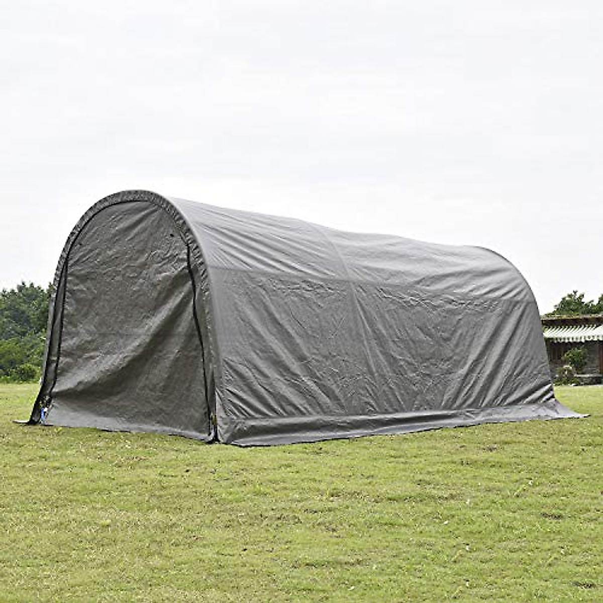 Walsport Carport Garage Car Canopy Tent Patio Portable for Garden Storage Large Heavy Duty Grey 20 x 10 x 8 Feet Round Roof