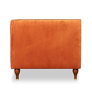 Ashcroft Furniture Co Conroe Mid-Century Tufted Tight Back Velvet Upholstered Sofa in Orange