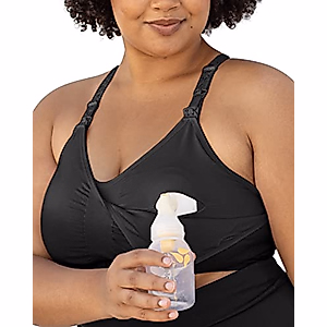 Sublime Hands Free Busty Sports Pumping & Nursing Bra | Patented All-in-One Pumping Bra for F,G,H,I Cups (Black, 2X-Busty)