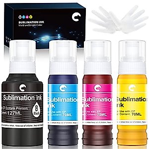 Hiipoo Sublimation Ink for EcoTank Supertank Inkjet Printer ET-2400 ET-2720 ET-2760 ET-2800 ET-2803 ET-2830 ET-4800 ET-3760 ET-2850 ET-7720 ET-15000 /Upgrade Version/Offer Free ICC Printing