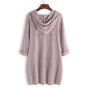 Gesaofa I Do What I Want Cat Graphic Hoodies for Women Irregular Hem 3/4 Sleeve Cat Ear Hooded Tunic Tops with Pockets Women Tunic with Cat Hoodies Tunic with Cat Ear Hoodies Cat Ears Pink Hoodies