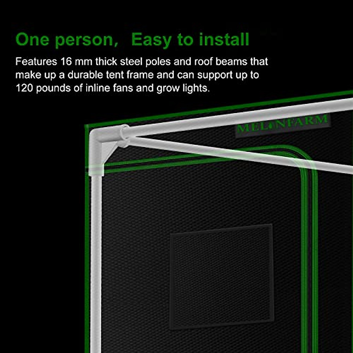 MELONFARM 2x2 Grow Tent 24"x24"x48''Reflective 600D Mylar Hydroponic with Observation Window, Floor Tray and Tool Bag for Indoor Plant Growing