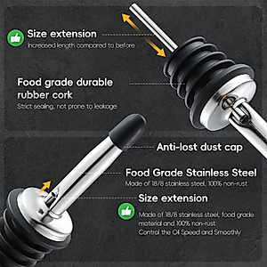 AOZITA 12 Pack Stainless Steel Classic Bottle Pourers Tapered Spout - Liquor Pourers with Rubber Dust Caps