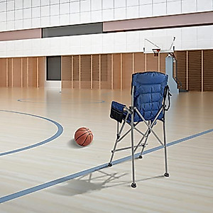 Stonehomy Padded 31" Bar Height Tall Folding Camping Chairs for Adults, Heavy Duty 330 lbs Directors Chair Foldable with Foot Rest and Cup Holder, Blue