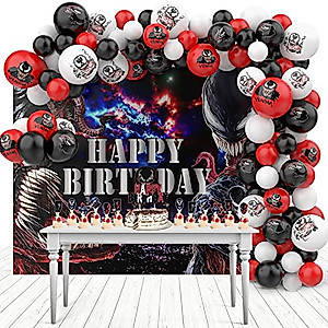 Venom Balloons Party Supplies Arch Garland Kit, Venom Backdrop, Cupcake Toppers,for Baby Shower Wedding Birthday Graduation Anniversary Party Decorations (black)