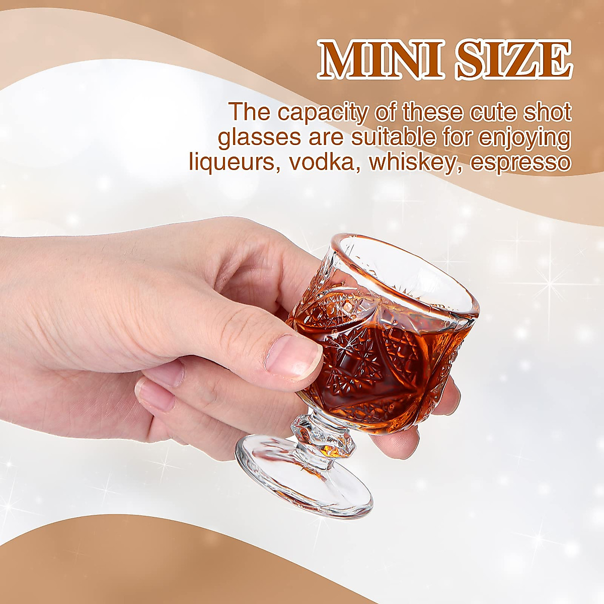 1.75 oz Shot Glasses Set Fancy Cute Shot Glasses Cordial Crystal Shot Glassware Clear Embossed Glass Snifters Drinkware for Wine Sherry Vodka cocktail Beverage Wedding Party Bar Supplies (12 Pieces)