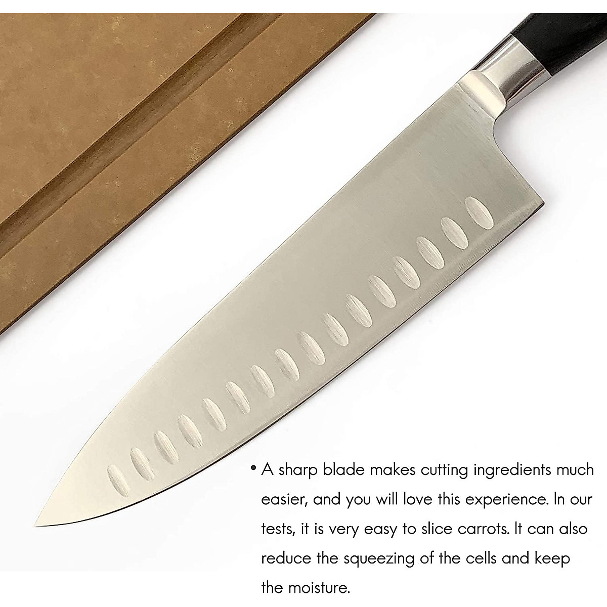 Fortune Candy 8 Inch Chef’s Knife - Japanese AUS-10 Stainless Steel Kitchen Knife - Full Tang, Classic Handle (Silver)