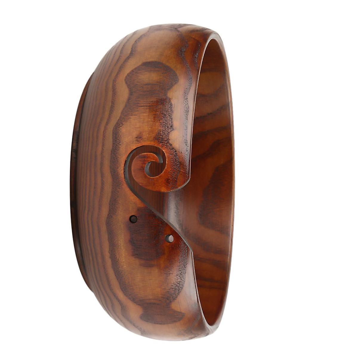 Wooden Yarn Bowl, Handmade Natural Wood Craft Knitting Yarn Bowls with Holes Storage Gift for Knitting and Crocheting (7.1 x 2.8 inch)