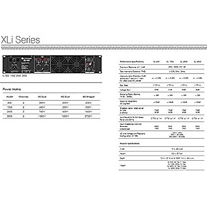 Crown Two-channel-750W at 4Ω Power Amplifier, Black, 750-Watts (XLi2500)