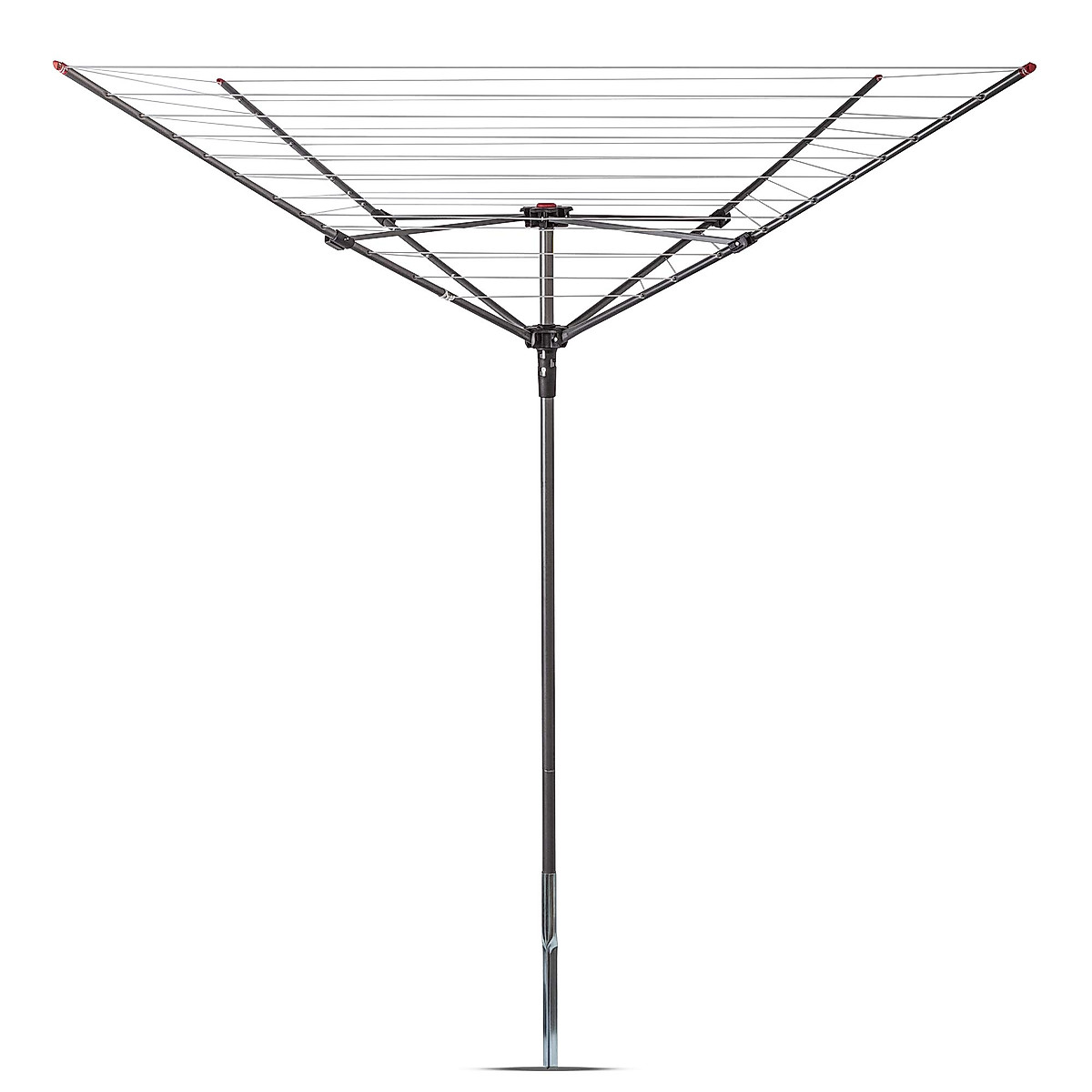 STORAGE MANIAC Outdoor Umbrella Drying Rack, 12 Lines with 164 Feet Drying Space, Steel Frame & Adjustable Height, 4-arm Umbrella Clothesline for Laundry, Collapsible Clothes Drying Rack for Backyard