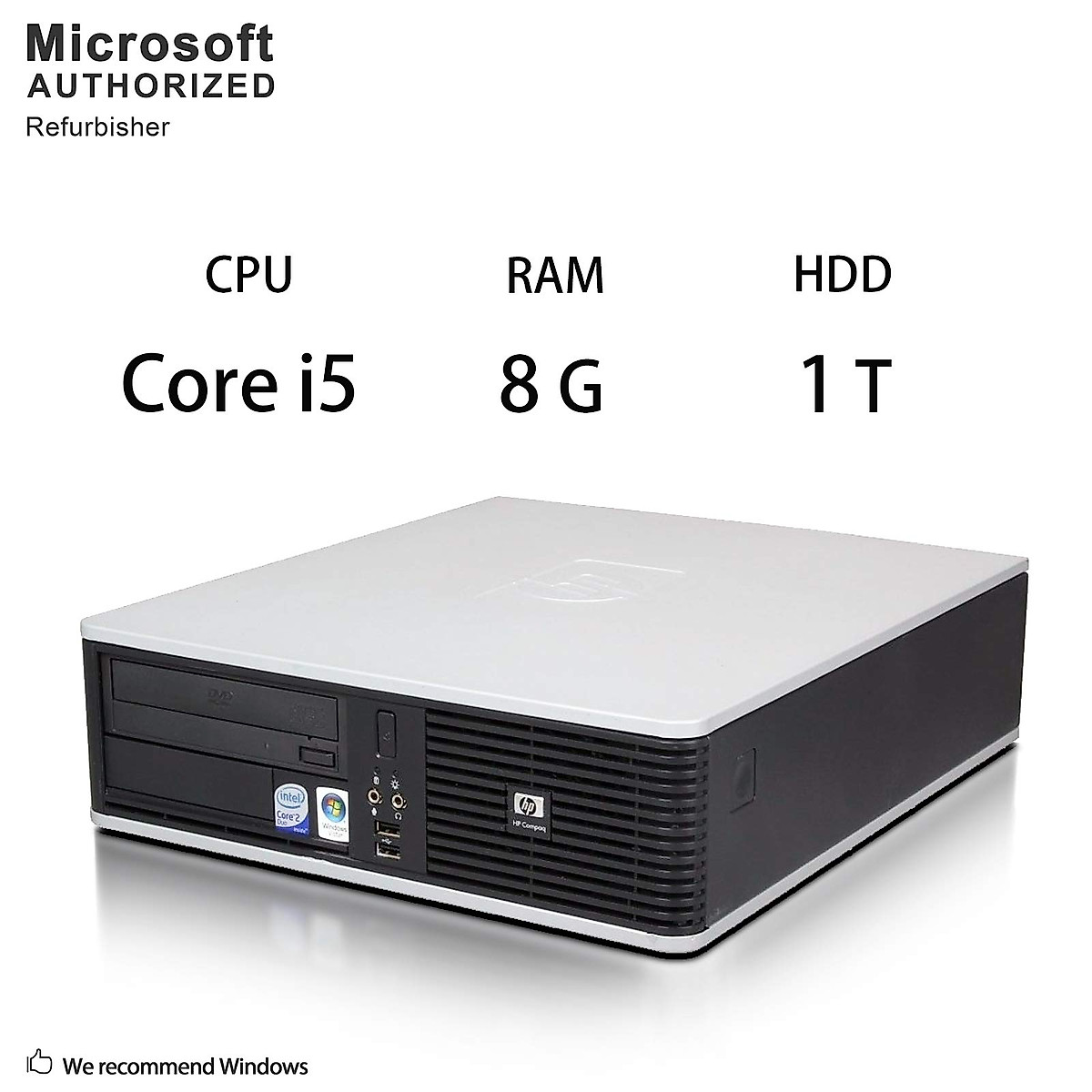 HP Small Form Factor Desktop PC Computer Package, Intel Quad Core i5 up to 3.4GHz, 8G DDR3, 1T, DVD, VGA, DP, 20 Inch LCD Monitor(Brands May Vary), Keyboard, Mouse, Windows 10 Pro 64 Bit (Renewed)