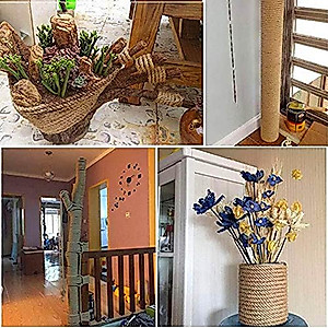 Natural Jute Rope Hemp Rope (3/8 in x 100 ft) Strong Jute Twine for Crafts Cat Scratch Post Hammock Decorating