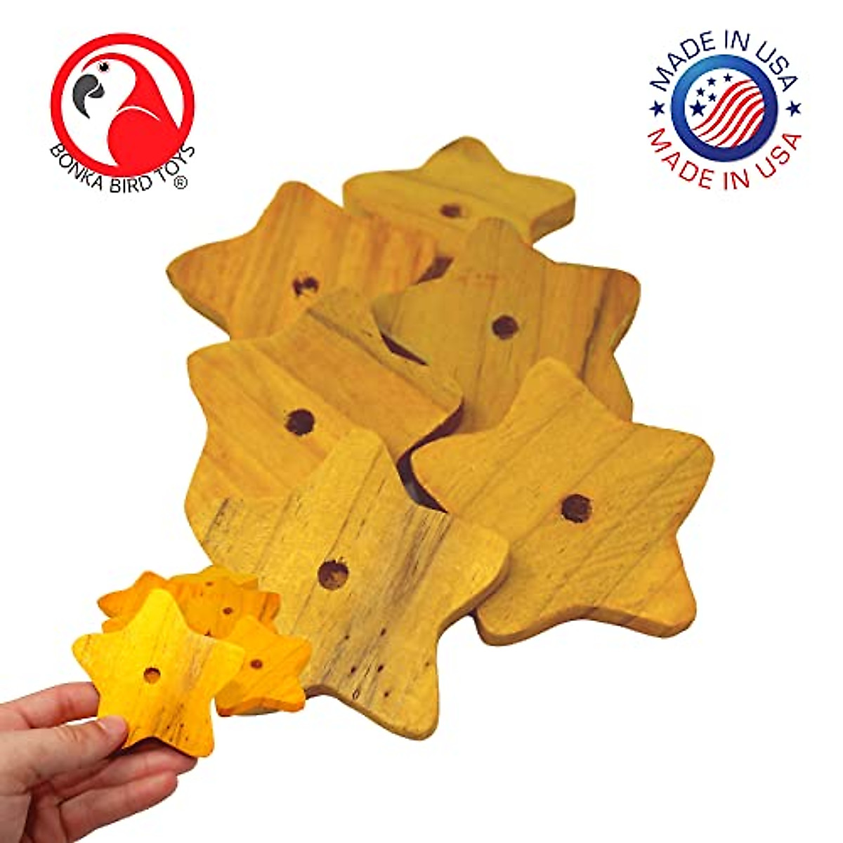 Bonka Bird Toys 1150 Pk6 Yellow Jumbo Wood Stars Foot Talon Craft Part Bird Toys