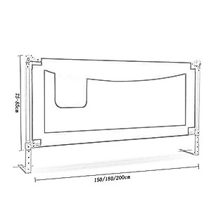 XJJUN Bed Rail Vertical Lift Height Adjustable Suitable for Children Bed Bezel Safety Big Bed Bumper,2 Colours (Color : Purple, Size : 180x75-85cm)