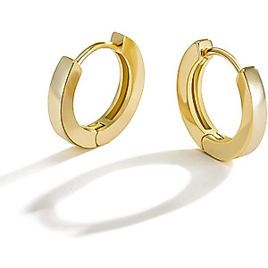 Small Gold Hoop Earrings for Women : 14k Real Gold Plated Hypoallergenic Tiny Cartilage Huggie Girls Ear Jewelry