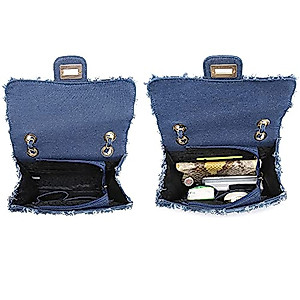 MKP Women Small Shoulder Bags Quilted Crossbody Distressed Jean Denim Purse Evening Bag Clutch Handbag with Chain Strap