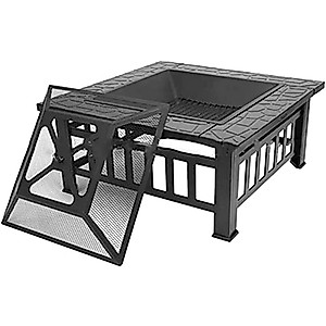 LEAYAN Garden Fire Pit Grill Bowl Grill Barbecue Rack Fire Pit Outdoor fire Pit Table, Household Heater, Wood Burning fire Pit, Patio Barbecue fire Bowl, 31 inches