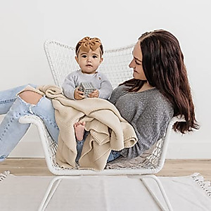 Natemia Knitted Baby Receiving Blanket, Ultra Soft Organic Cotton 30”x 40” Stroller and Nap Time Toddler Blanket