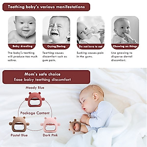 3 Pack Baby Teething Toy for 0-6 Months,Never Drop Teether for Babies 6-12 Months, BPA Free Dust-Proof Silicone Hand Pacifier Baby Chew Toys for Infant Sucking Needs-Safety Baby Toys 3-6 Months