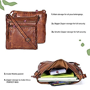 Real Leather Crossbody Bags for Women - Slim Wallet & Cross Over Purse Shoulder Bag Women's Handbags Sling Christmas Gift (Tan-1)