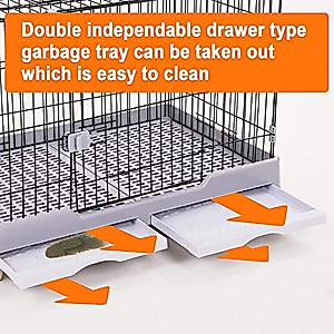 Cat Dog Crate Pet Kennel Steel Wire Small Animal Crate for Rabbit with Drawer Leak-Proof Tray, Double Door, 29 Inch