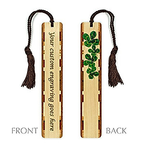 Personalized 4 Leaf Clover, Wooden Bookmark - Made in USA - Also Available Without Personalization