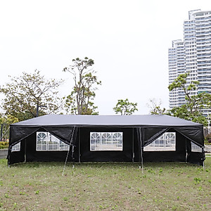 10' x 30' Party Tent,Wedding Tent with 8 Removable Sidewalls,Patio Canopy Tent, Outdoor Patio Gazebo with Spiral Tubes for Party,Wedding,BBQ, Waterproof (10' x 30'- 8 Removable Sidewalls, Black)