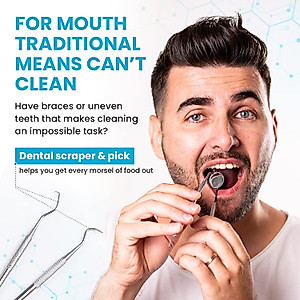 Dental Tools, Dental Pick for Teeth Cleaning - Dental tools to remove plaque and tartar - Dentist Instrument Set for Teeth Cleaning - Stainless Steel Scraper and Mouth Mirror for Calculus (Aqua)